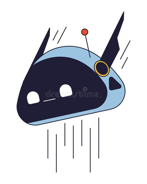Robot Android Head Flat Line Color Isolated Vector Object Stock Vector Illustration Of Vector