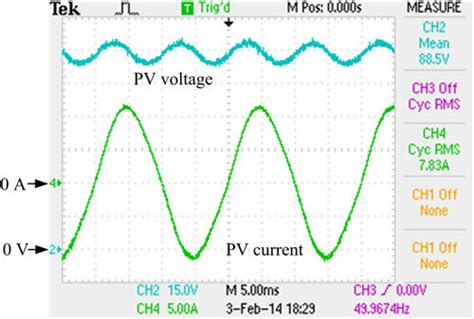 Experimental Waveforms Of Pv Module Terminal Voltage Blue And Grid Download Scientific