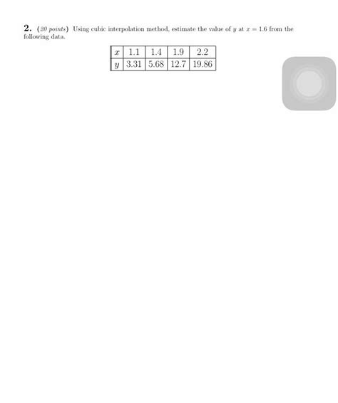 solved 2 20 points using cubic interpolation method