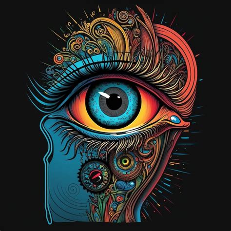 Premium Photo A Drawing Of A Human Eye With A Blue Eye And A Clock On The Face