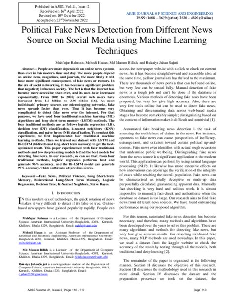 Pdf Political Fake News Detection From Different News Source On Social Media Using Machine