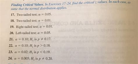 Solved Finding Critical Values In Exercises Find The Chegg