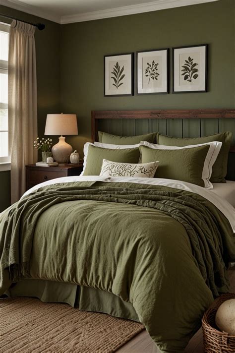 🛏️ Cozy Olive Bedding For The Perfect Farmhouse Retreat 🍃 Olive Green