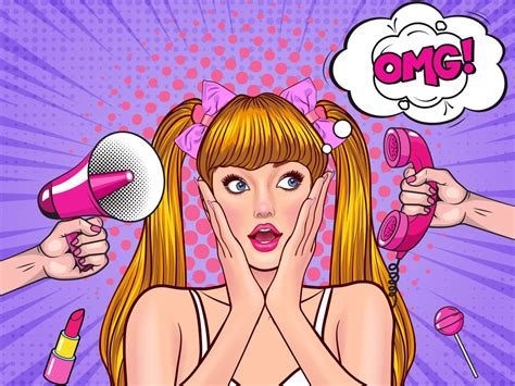 65 X Retro Comic Pop Art Girl Bundle Clipart Png Digital Files Etsy