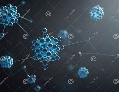 Molecule Arom Model Abstract Structure Consisting Or Blue Glowing Dots