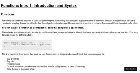 Functions Intro 1 Introduction And Syntax Codesandbox