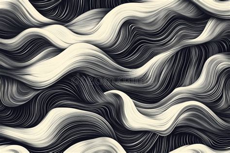 Abstract Pattern Of Flowing Lines In Monochrome Design Creates A Dynamic Visual Effect Stock