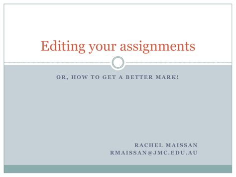 Editing Your Assignments