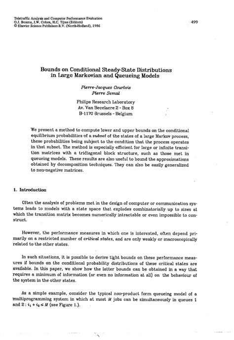 Pdf Bounds On Conditional Steady State Distributions In Large