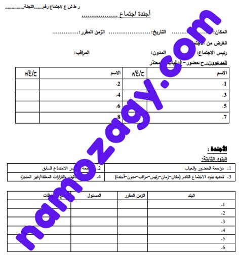 12 نموذج محضر اجتماع جاهز Word و Pdf نموذجي
