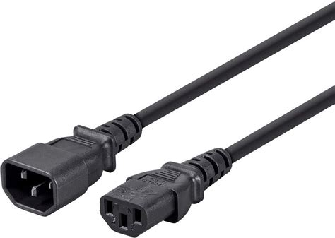 3 Prong Extension Cord 3 Feet Black Iec 60320 C14 To Iec 60320