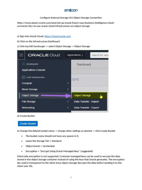 Configure External Storage Oci Object Storage Connection Pdf Cloud