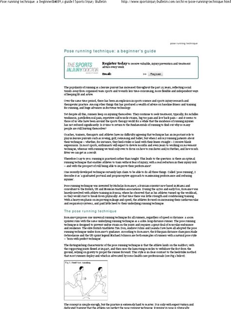 Pose Running Technique A Beginners Guide Register Today Pdf Foot