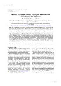 Pdf Anaerobic Co Digestion Of Sewage And Brewery Sludge For Biogas Production And Land Application