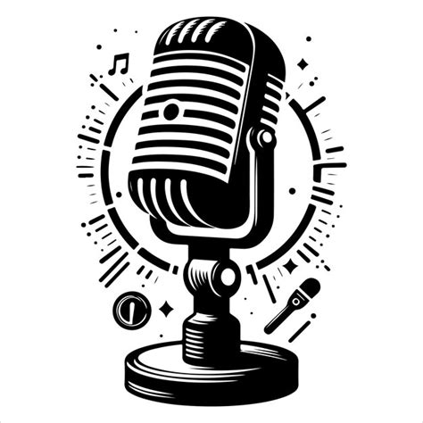 Vintage Microphone Silhouette Vector Premium Ai Generated Vector