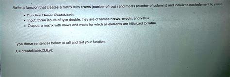 Write A Function That Creates A Matrix With Nrows Number Of Rows And