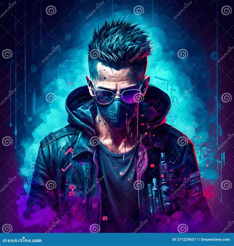 Hacker Cyberpunk Portrate Generative Ai Stock Illustration Illustration Of Science Game