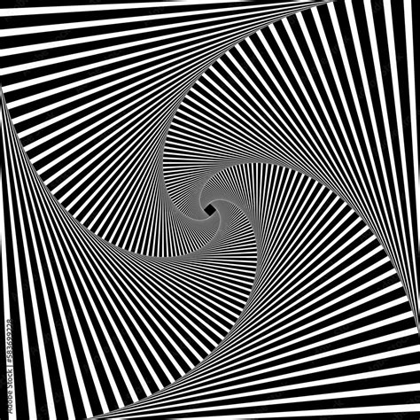 Black And White Twisted Lines Pattern With Vortex Pinwheel Visual Effect Motion Kaleidoscope