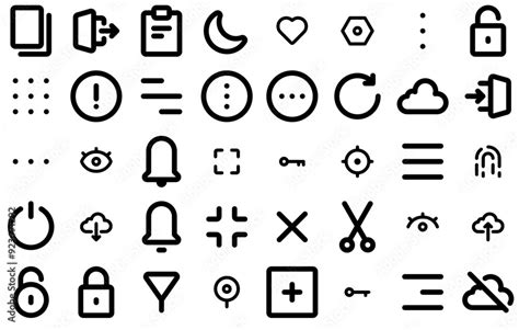 Set Of Linear Interface Elements Outline Icons Web Header Banner Design Containing Security