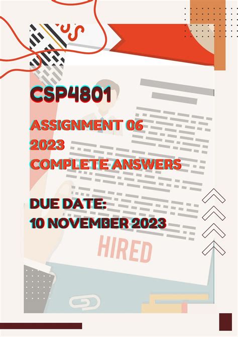 Csp4801 Assignment 06 2023 Due Date 10 November 2023 Complete And