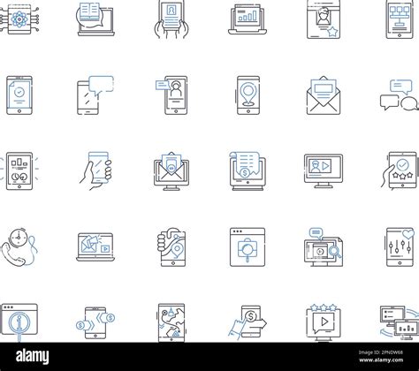 Wireless Device Line Icons Collection Bluetooth Wifi Lte G