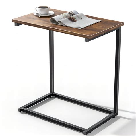 17 Stories Gilsum Wood C Table End Table With Metal Base For Sofa Bed