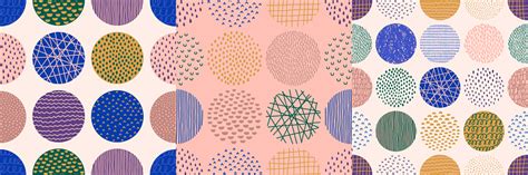 손으로 그린 원 모양 패턴점 방울 스트로크 호 진드기 선의 현대 스타일 패턴 벡터 패턴에 대한 스톡 벡터 아트 및 기타 이미지