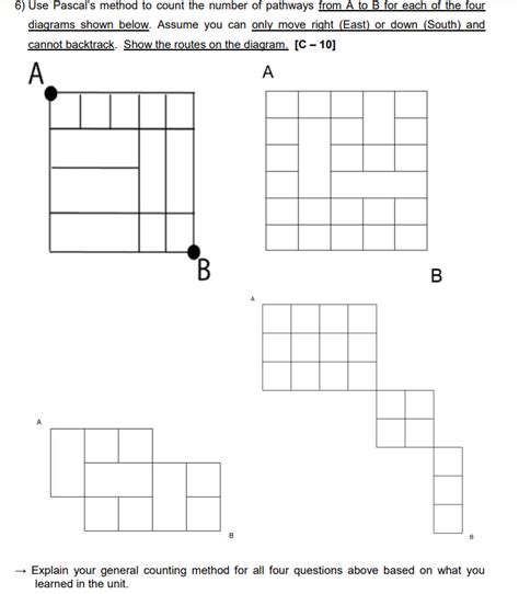 Solved Use Pascals Method To Count The Number Of Pathways