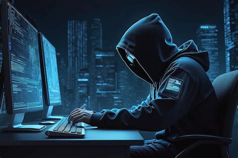 Premium Ai Image Hacker Coding At Night Cybersecurity Concept