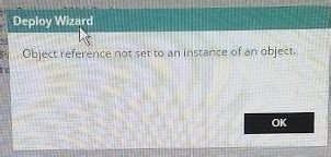 Object Reference Not Set Error SmartDeploy Enterprise DeployCentral