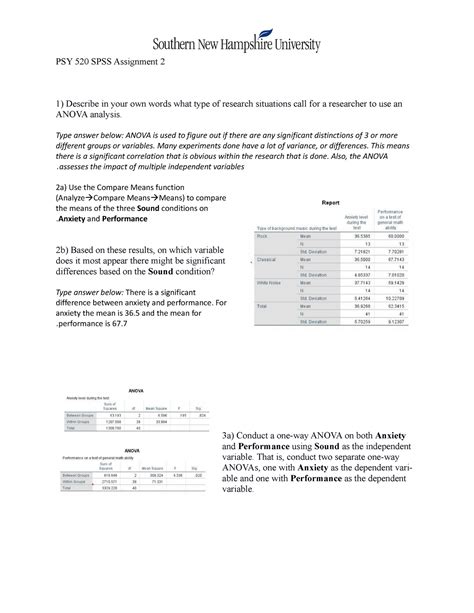 Spss Assignment PSY SPSS Assignment Describe In Your Own Words What Type Of