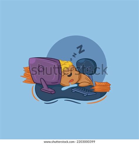 Illustration Bear Sleeping Front Computer Because Stock Vector Royalty Free 2203000399