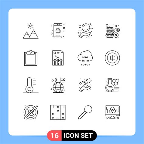 Outline Pack Of 16 Universal Symbols Of Task Buffer New Money Cash Editable Vector Design