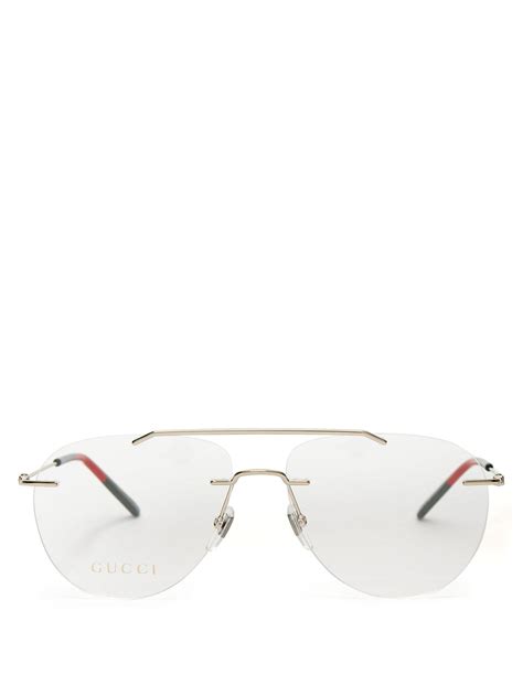 Gucci Rimless Aviator Glasses In Metallic Lyst