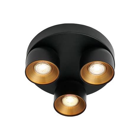 Downlight Pitcher Gu10 3 Bulb Round Metal Black Lights Ie