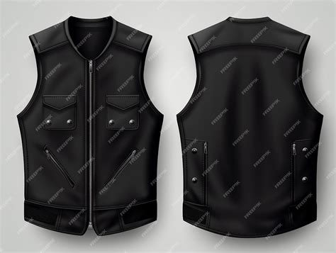 Premium Photo Black Vest Jacket Template Front And Back View