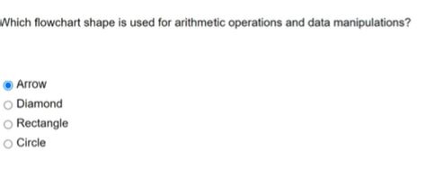 Solved Which Flowchart Shape Is Used For Arithmetic Chegg