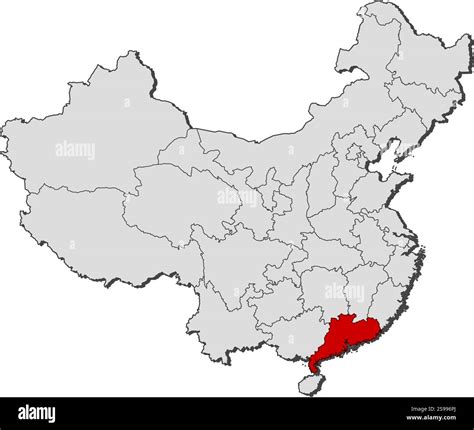 Map Of China With The Provinces Guangdong Is Highlighted Stock Vector Image And Art Alamy