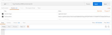 Oauth 20 Connectuserinfo Returns Me A 403 Forbidden In Identityserver4 Stack Overflow