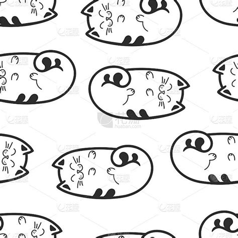 猫。胖猫或小猫。无缝的背景。