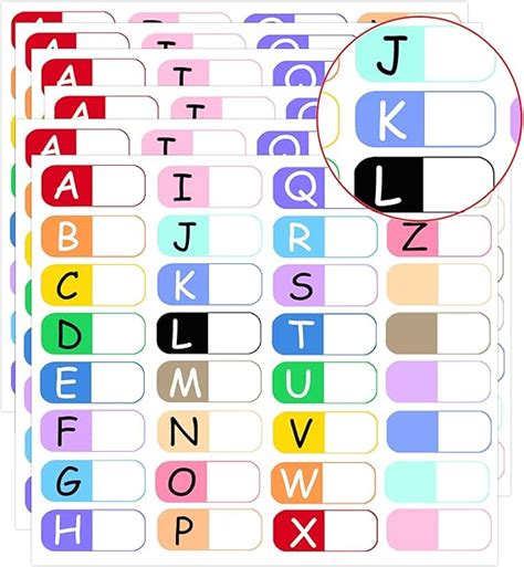 A To Z 26 Letters Index Labels Multicolor Alphabet Tabs A Z Tab