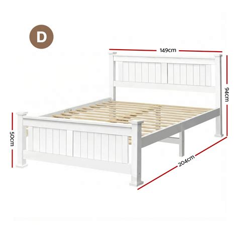 Buy Artiss Bed Frame Double Size Wooden White Rio Online Artiss