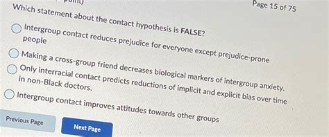 Solved Which Statement About The Contact Hypothesis Is