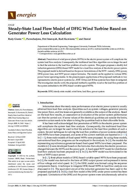 Pdf Load Flow Analysis Of Dfig Wind Turbines
