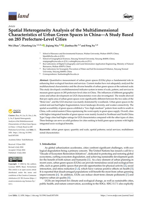 Pdf Spatial Heterogeneity Analysis Of The Multidimensional Characteristics Of Urban Green