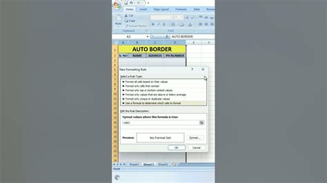 Auto Border Apply।।excel Super Tricksexcel Youtube