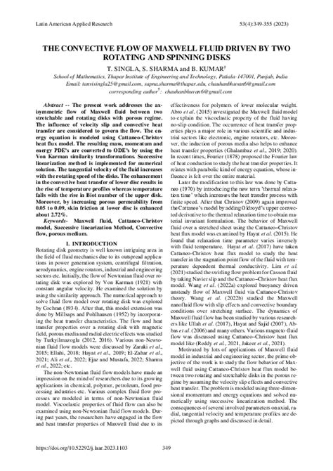 Pdf The Convective Flow Of Maxwell Fluid Driven By Two Rotating And Spinning Disks