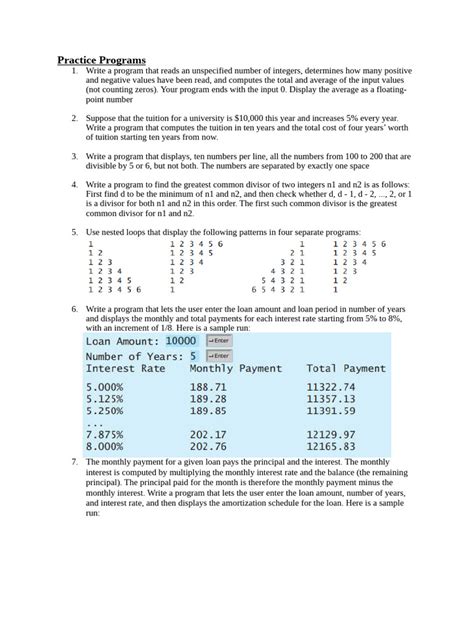 C Loop Practice Programs Pdf