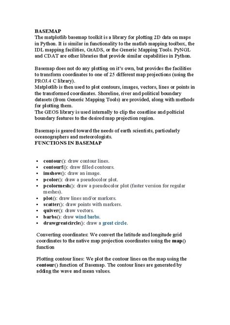 Basemap Functions Basemap The Matplotlib Basemap Toolkit Is A Library