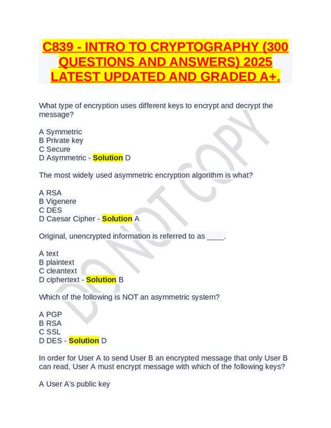 Cryptography Questions And Answers A Comprehensive Guide Exams Cryptography And System